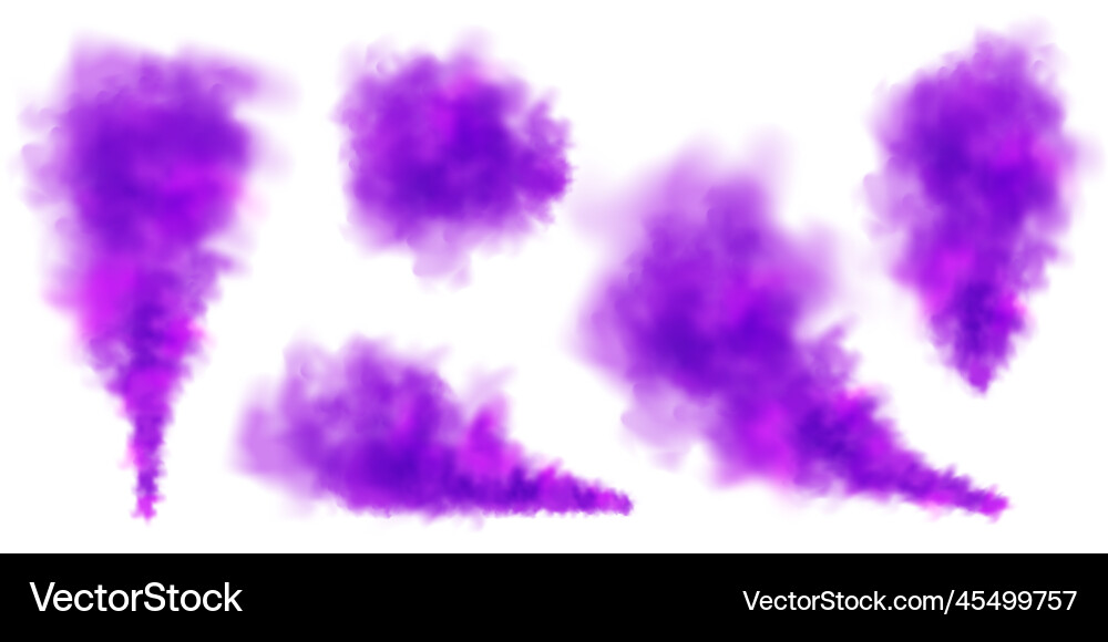 Violet colorful smoke clouds isolated on white Vector Image