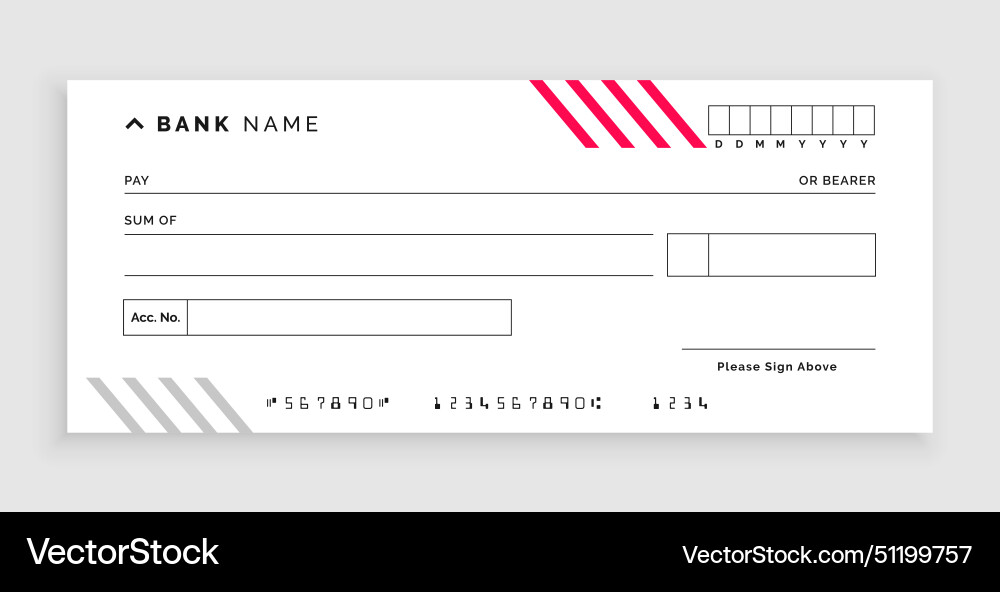 White bank cheque check paper template design Vector Image