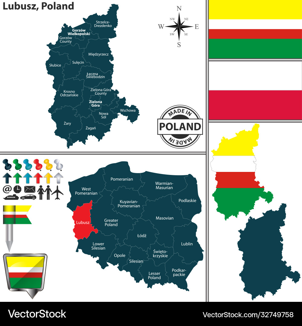 Map lubusz poland Royalty Free Vector Image - VectorStock