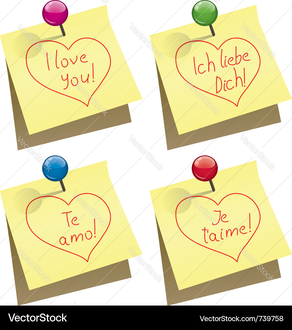 Paper notes with i love you words Royalty Free Vector Image