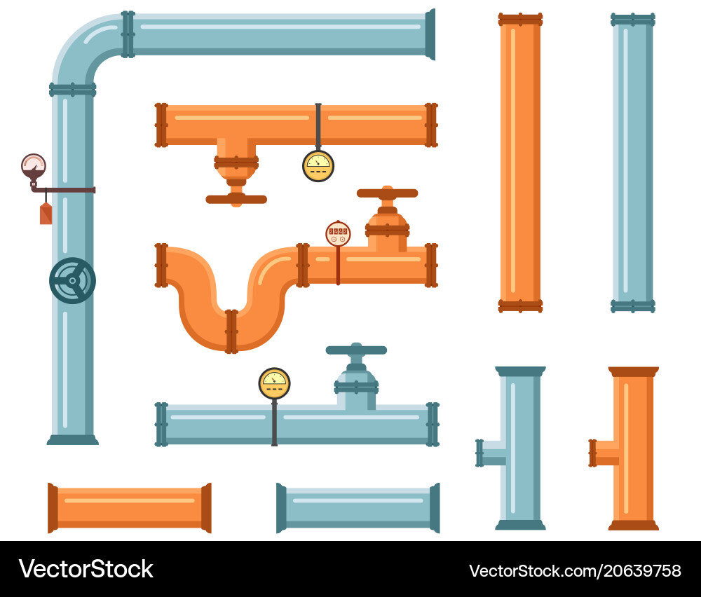 Pipes set for plumbing or construction industry Vector Image