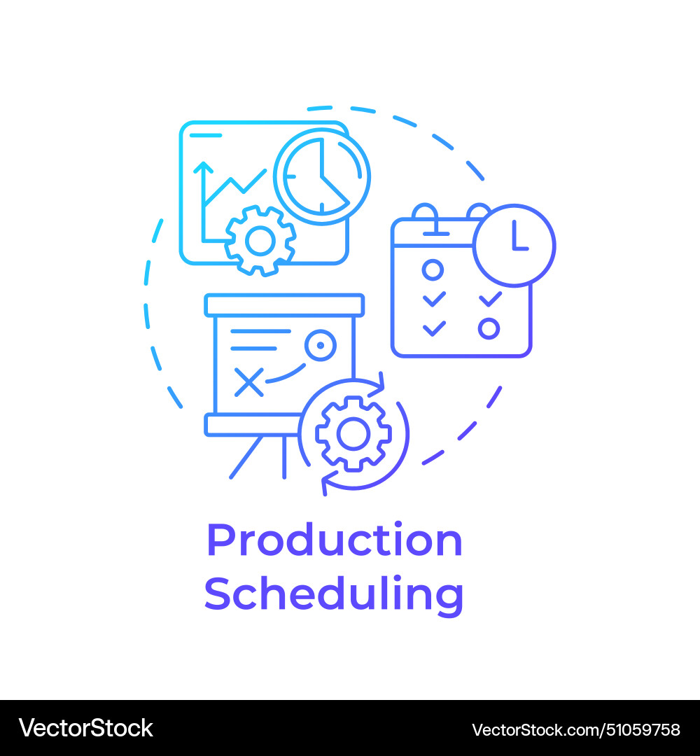 Production scheduling blue gradient concept icon Vector Image