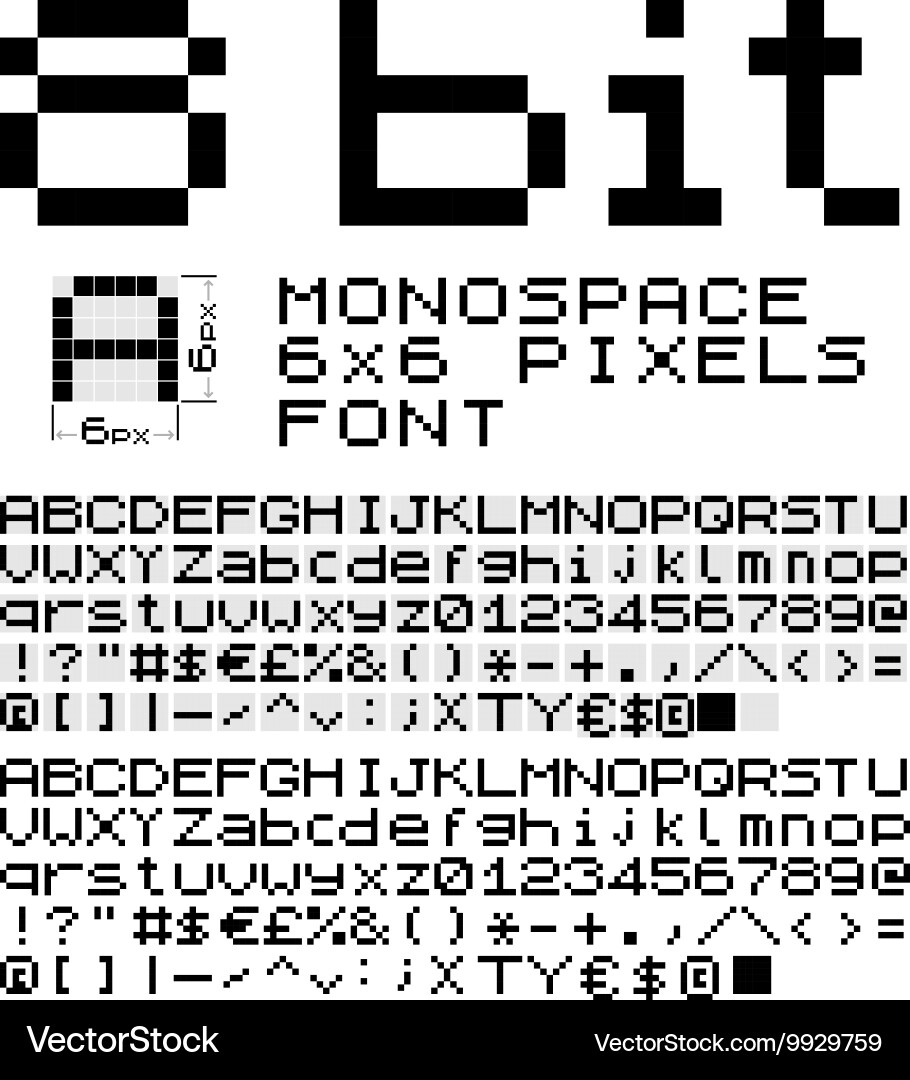 8 bit font Royalty Free Vector Image - VectorStock