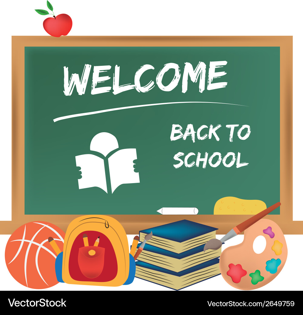A board welcoming students with lot school Vector Image