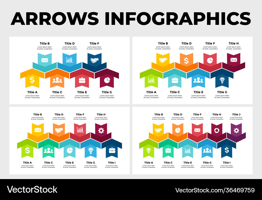 Arrows infographic presentation slide Royalty Free Vector