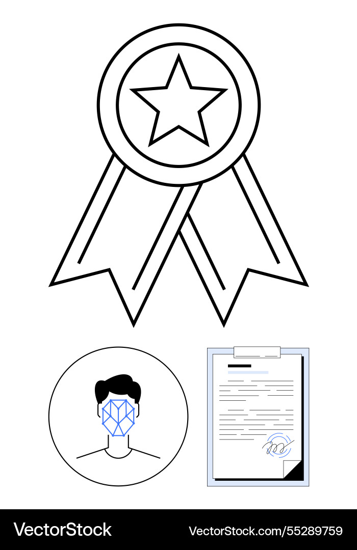 Certification with award badge biometric Vector Image