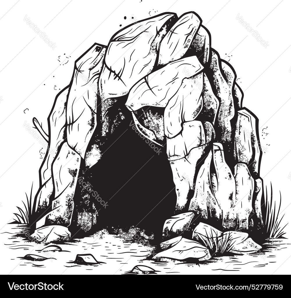 Fossilized fortress stone cave design paleolithic Vector Image
