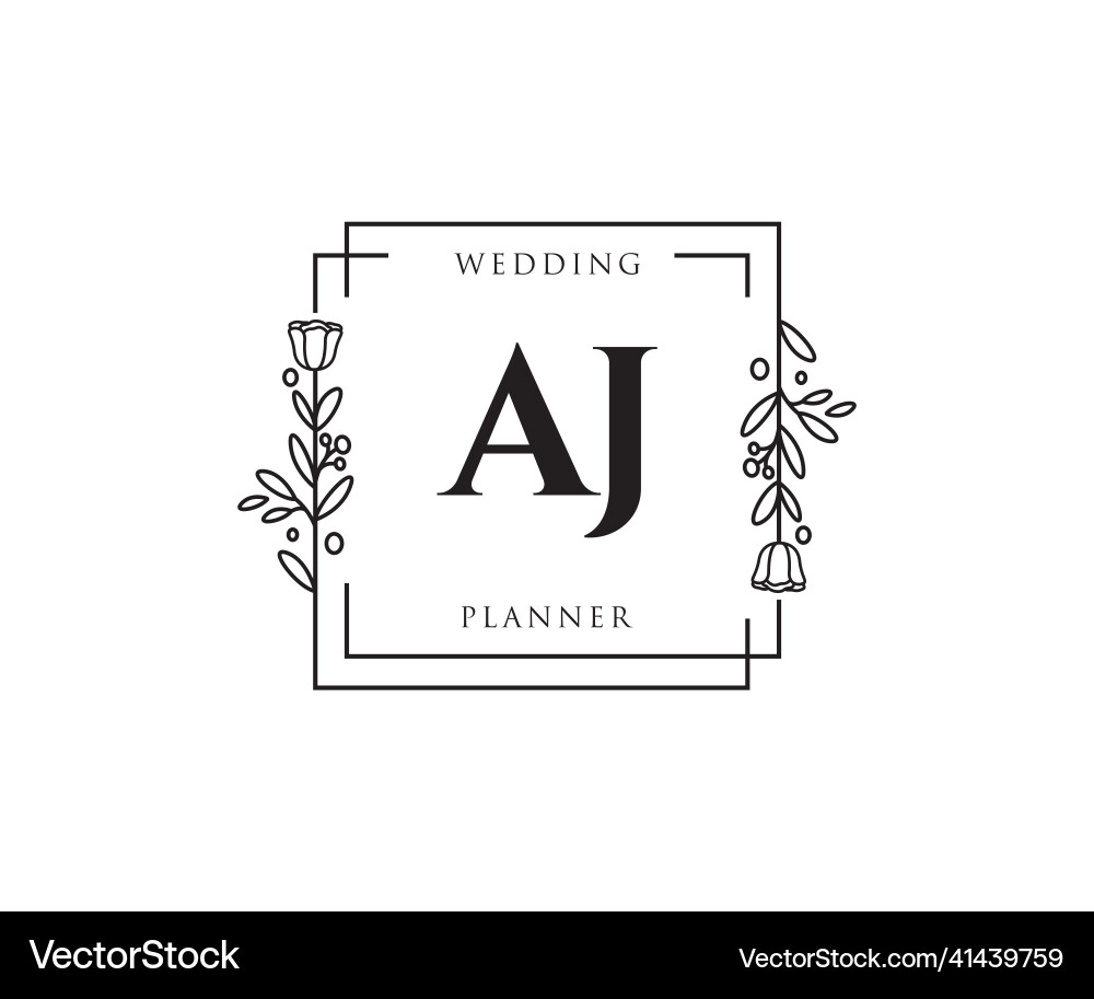 Initial aj feminine logo usable for nature salon Vector Image