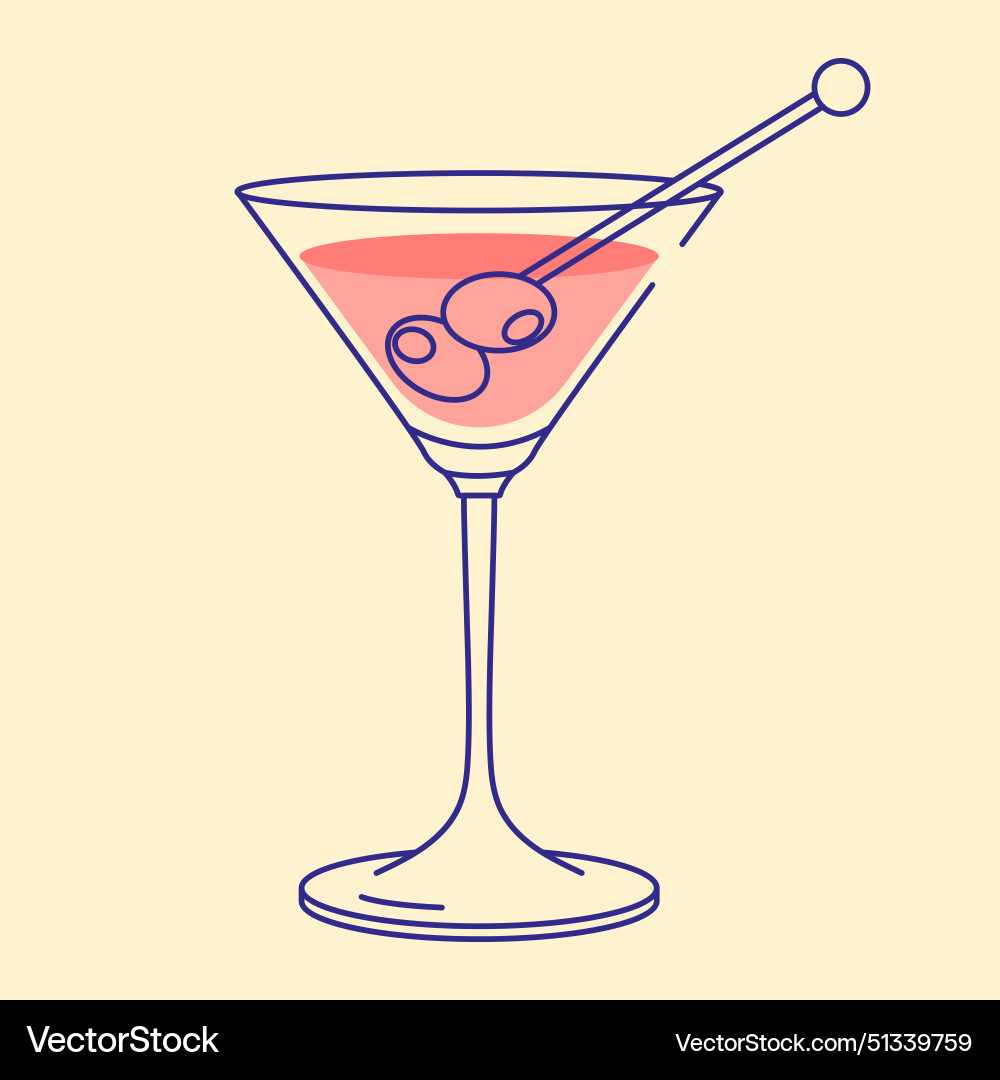 Martini glass icon line art Royalty Free Vector Image