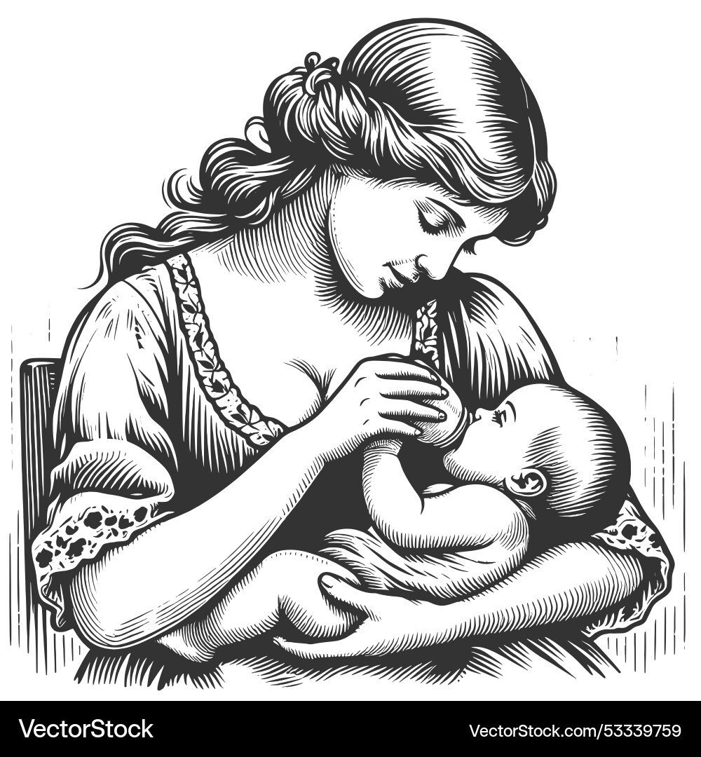 Mother feeding baby Royalty Free Vector Image - VectorStock