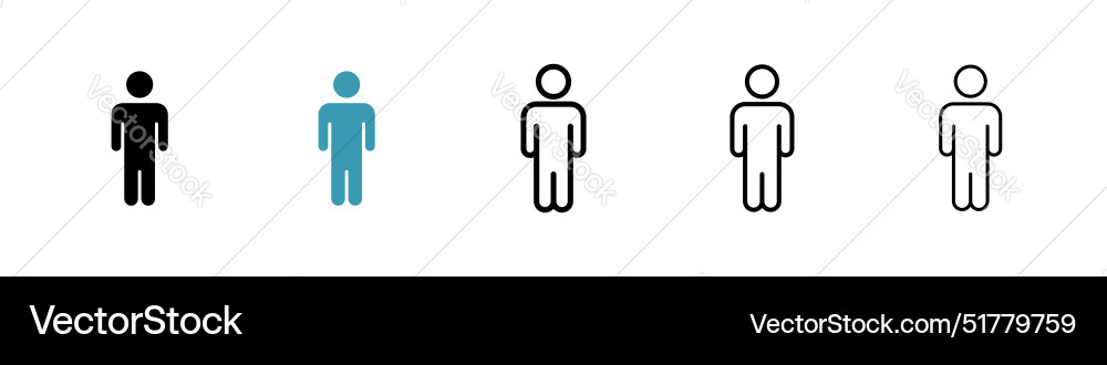 Person icon set black filled and outlined style Vector Image