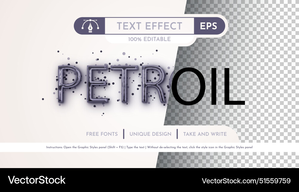 Petroil editable text effect Royalty Free Vector Image
