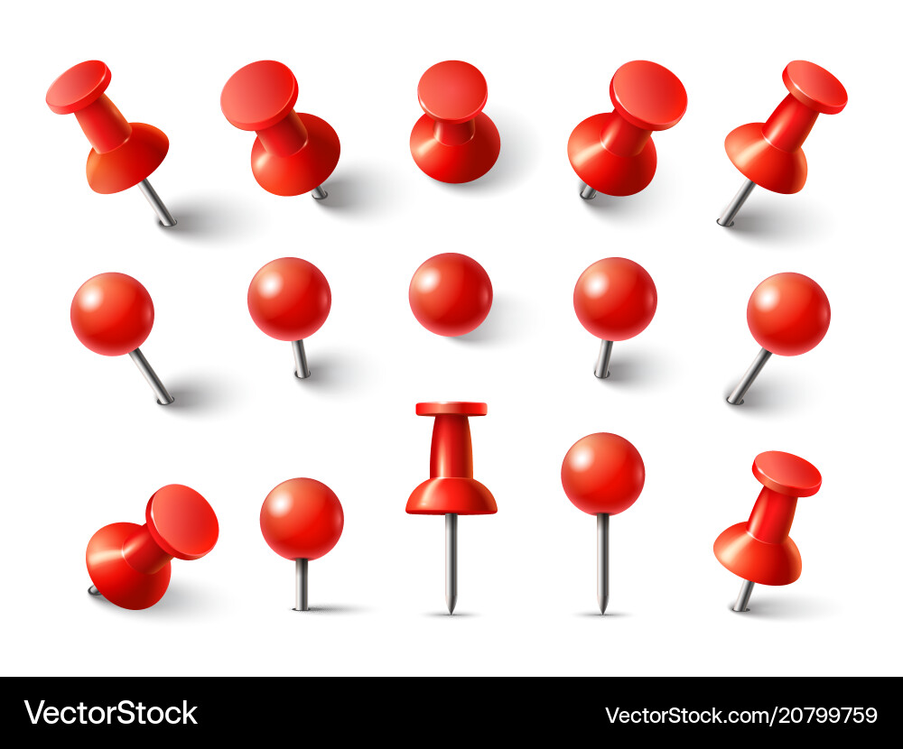 Red Thumbtacks - Top View Collection Royalty Free Vector