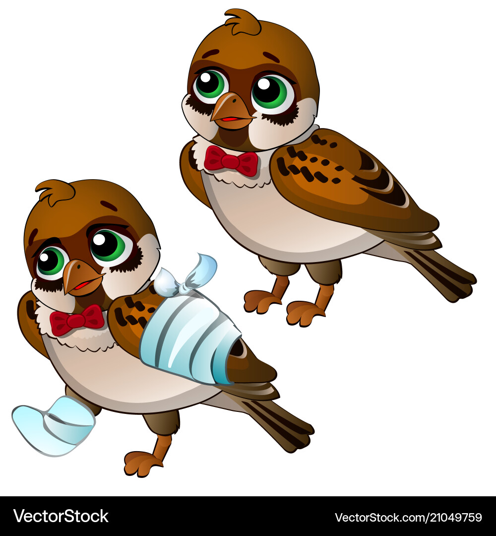 Sick and Injured Sparrow Royalty Free Vector Image