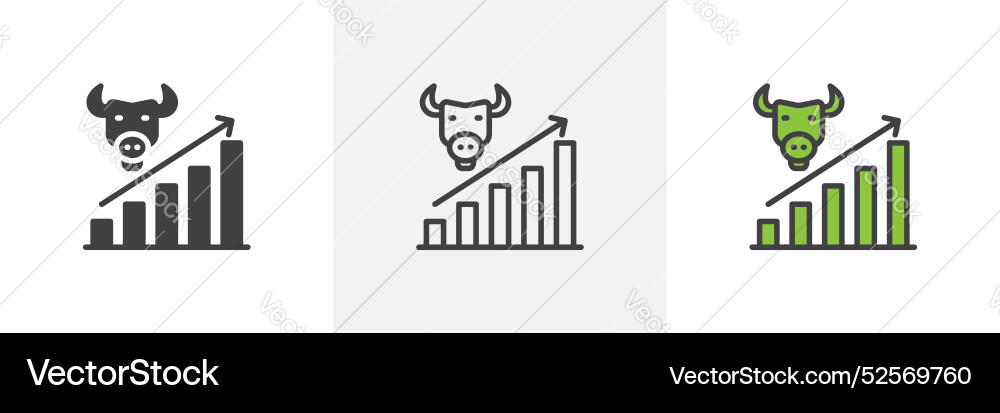 Bull market icon set on white background Vector Image