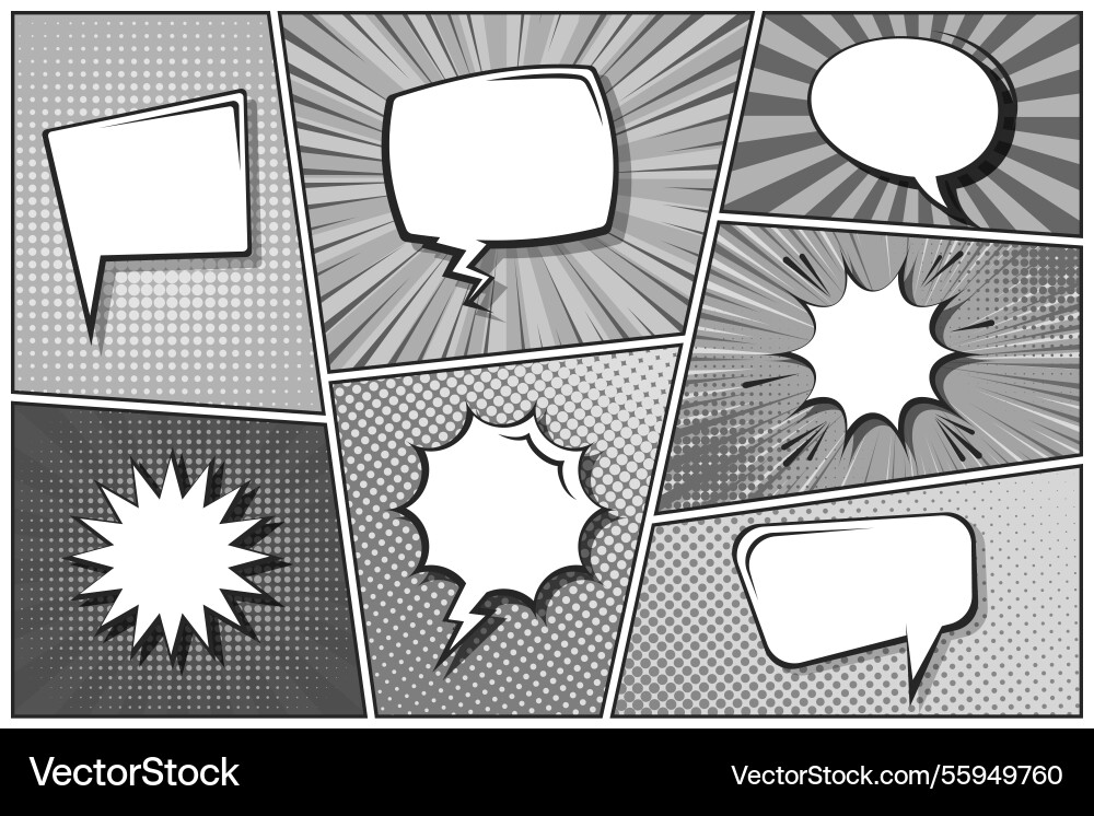 Cartoon comic backgrounds set speech bubble Vector Image