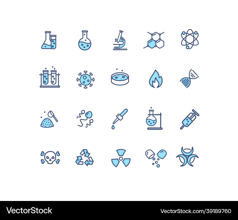 Chemistry lab sign color thin line icon set Vector Image