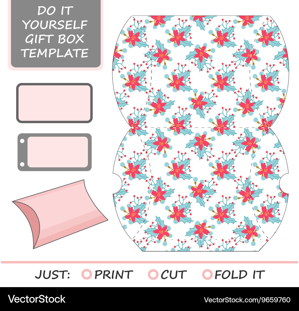 Favor gift box die cut template Royalty Free Vector Image