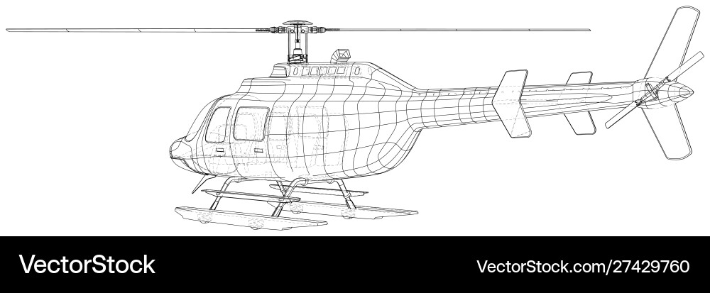 Helicopter created 3d wire-frame Royalty Free Vector Image