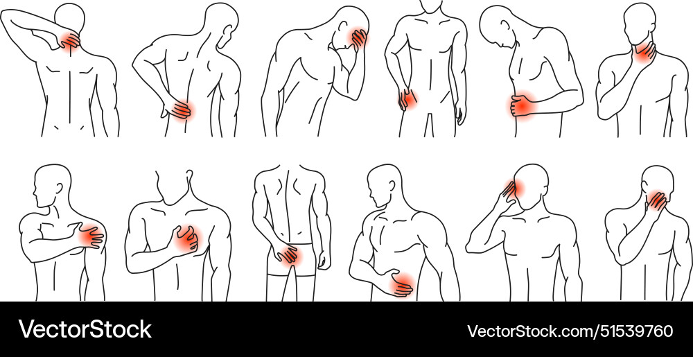 Human body pain spots man figures Royalty Free Vector Image