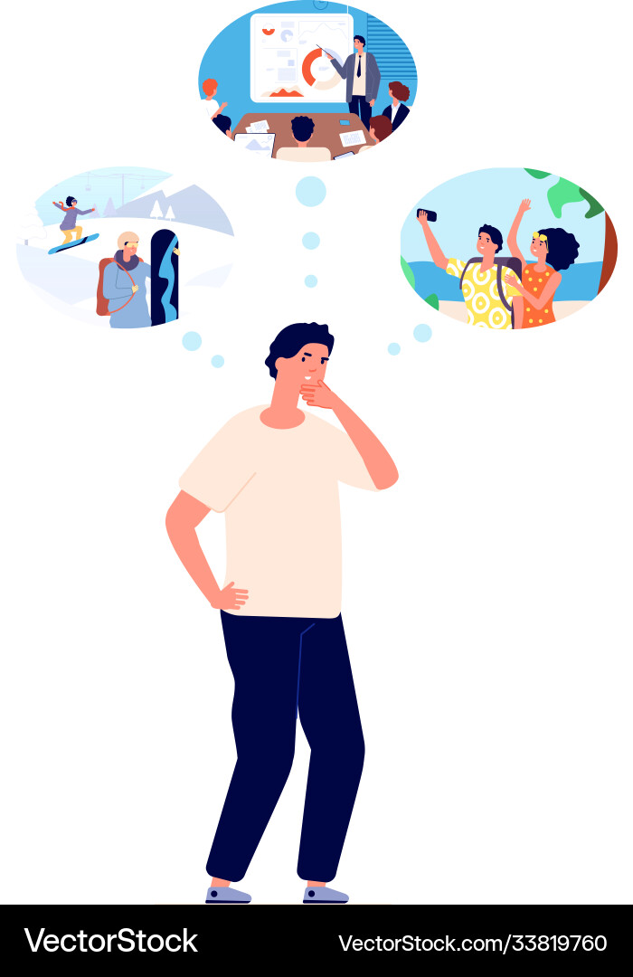 Man Contemplating Decision Royalty Free Vector Image