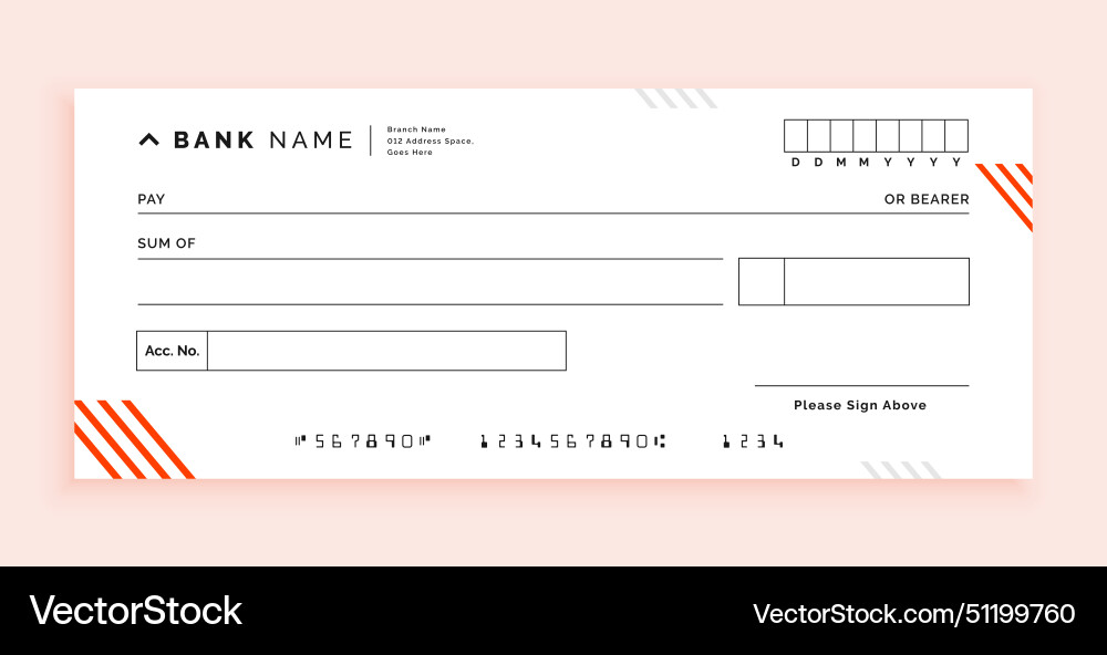 Modern bank cheque checkbook money draft voucher Vector Image