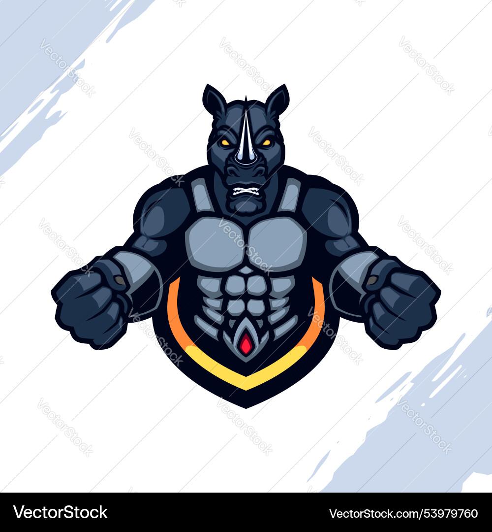 Muscular strong rhino gladiator mascot Royalty Free Vector