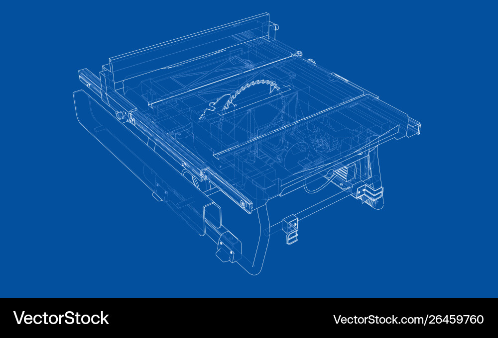 Outline table saw for woodwork Royalty Free Vector Image