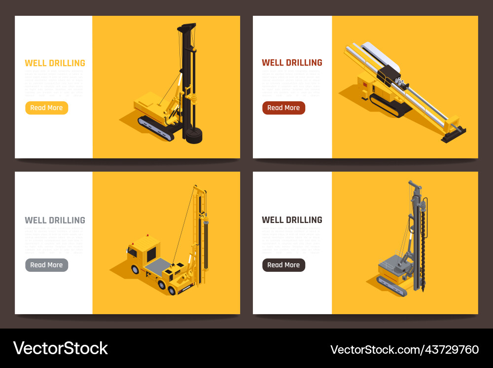 Well drilling banners set Royalty Free Vector Image