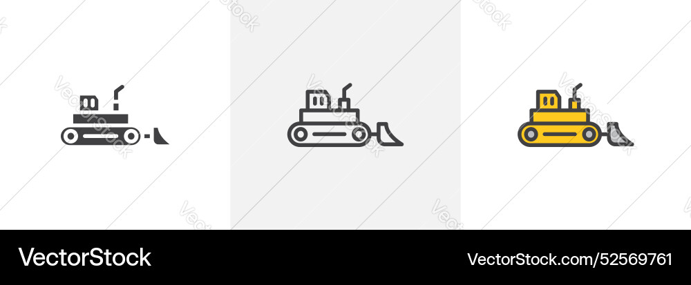 Bulldozer icon set on white background Royalty Free Vector