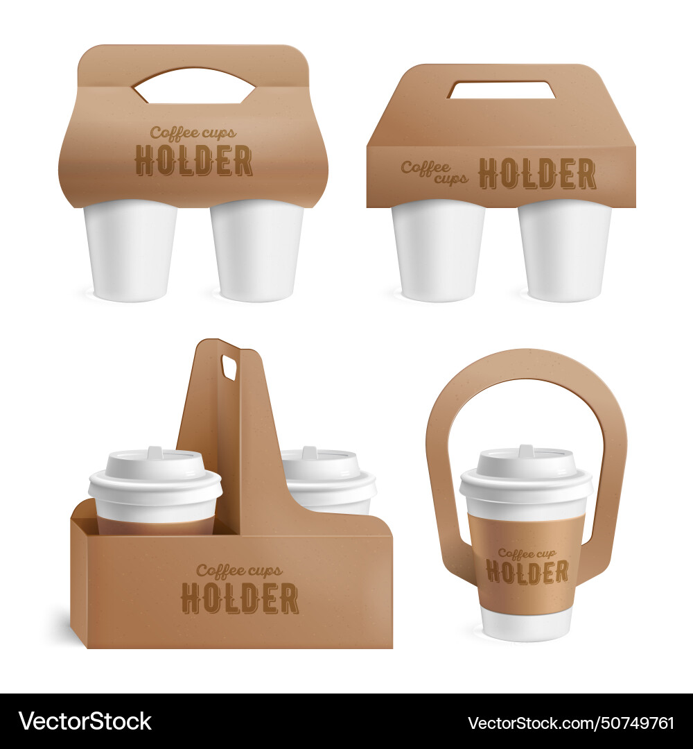 Coffee cups holder set Royalty Free Vector Image