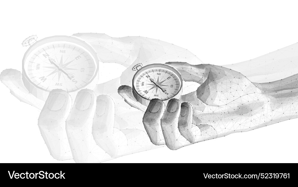 Compass in digital hand business strategic Vector Image