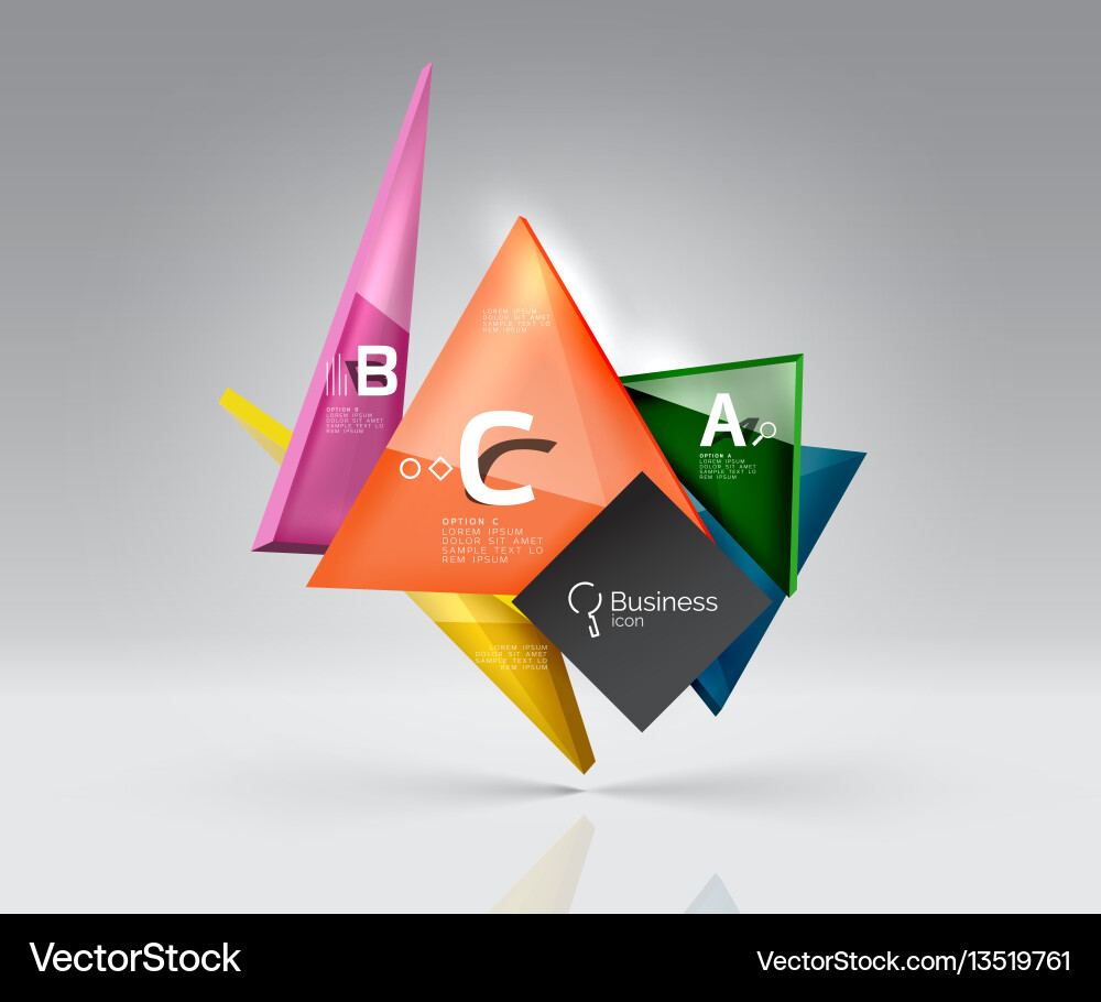 Geometric glass triangles abstract background Vector Image