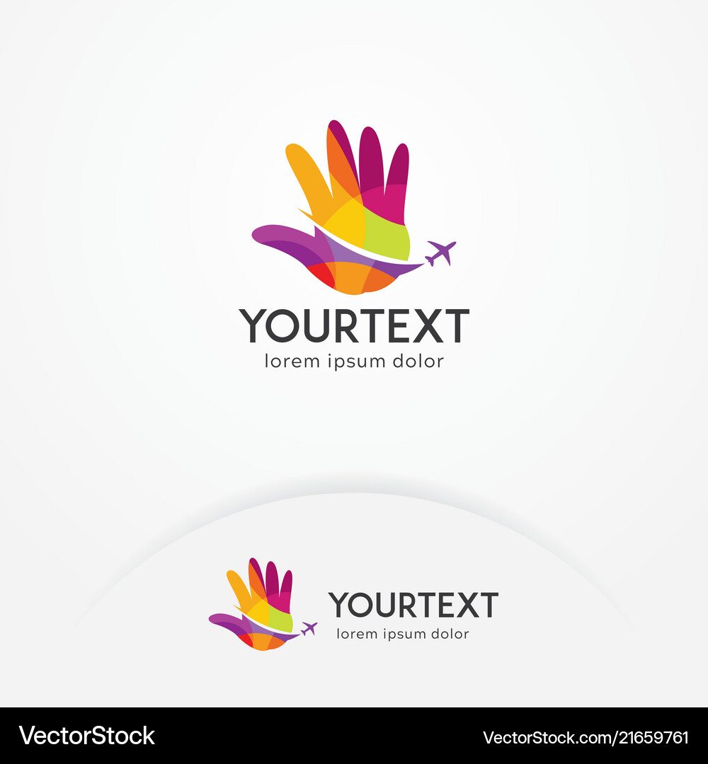 Hand travel logo Royalty Free Vector Image - VectorStock