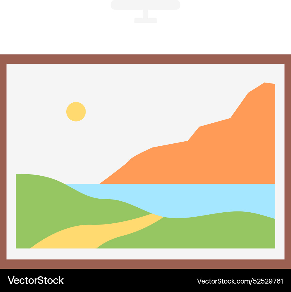 Landscape picture hanging on wall interior Vector Image