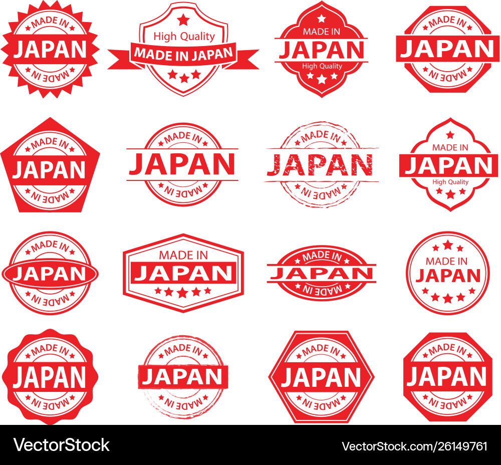 Made in japan label set Royalty Free Vector Image
