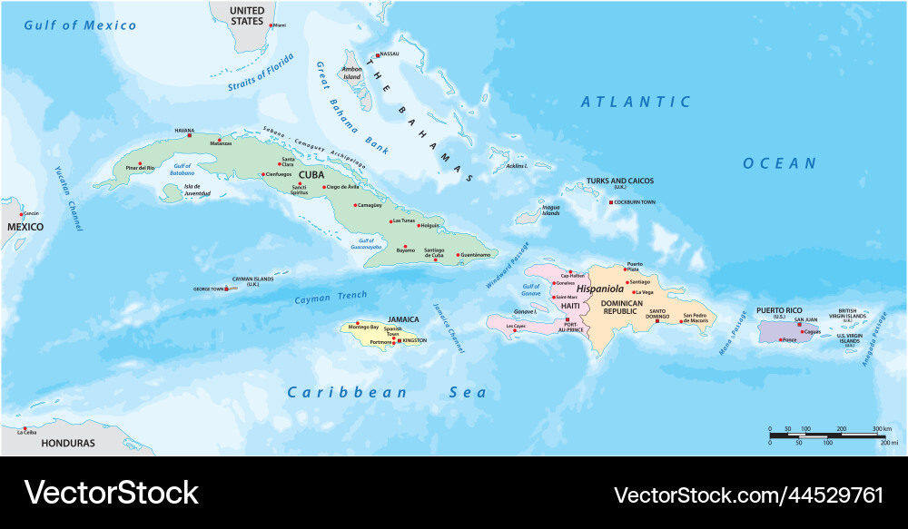 Map of the greater antilles Royalty Free Vector Image