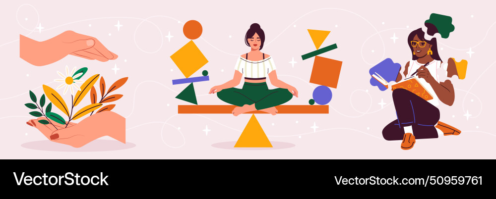 Mental resilience set Royalty Free Vector Image