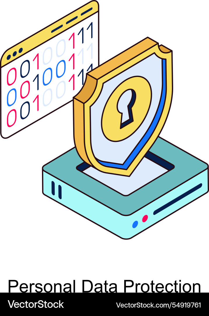 Personal data protection isometric filled Vector Image