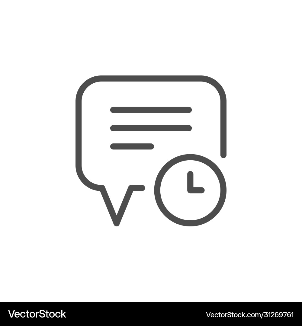 Reminder line outline icon and time concept Vector Image