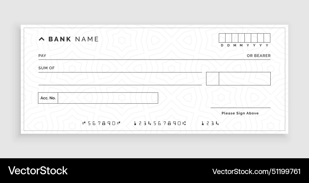 Simple bank check cheque voucher template Vector Image