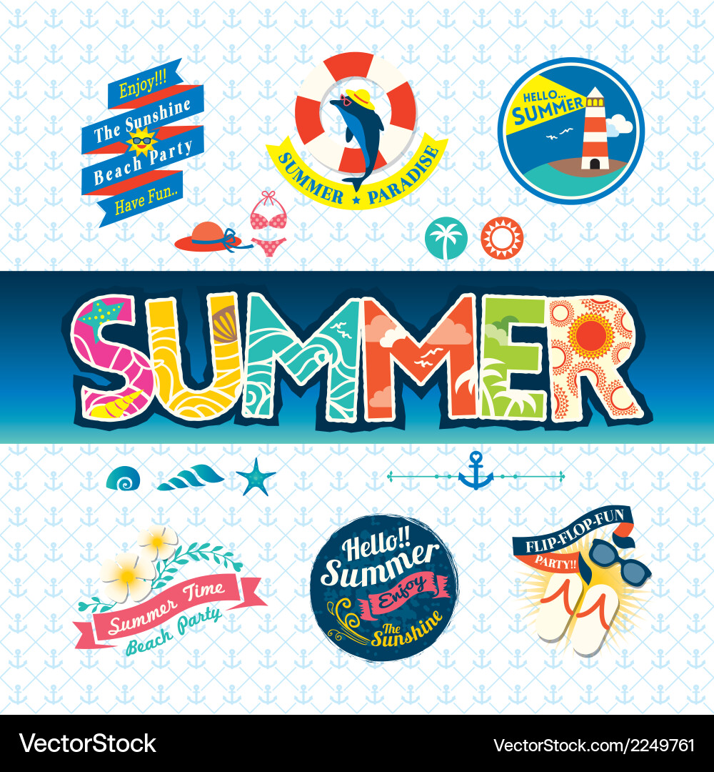 Summer design element label badge icon set Vector Image