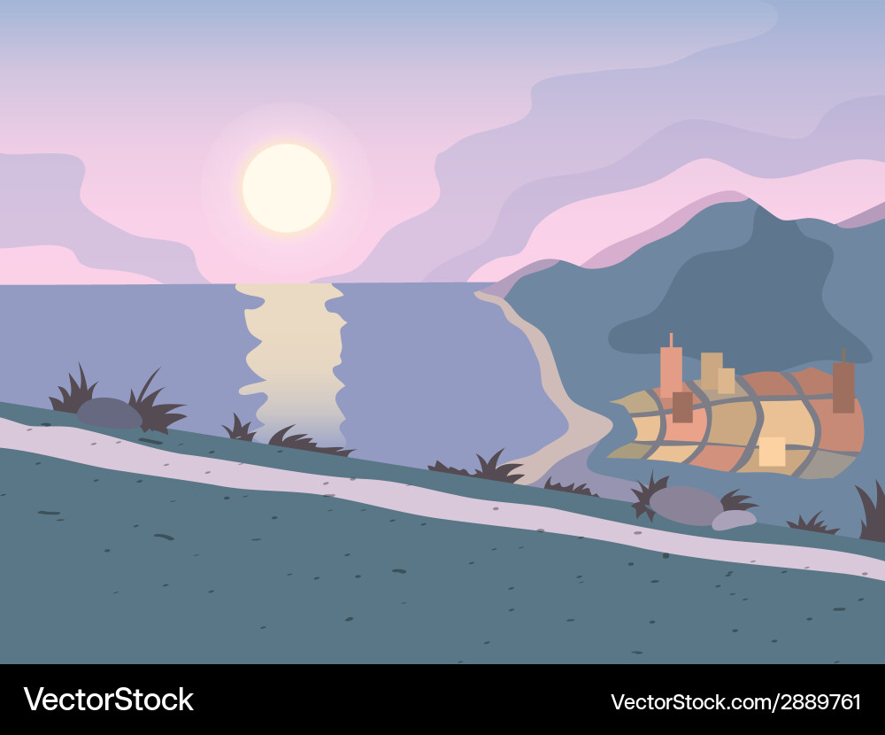 Sunset road background Royalty Free Vector Image