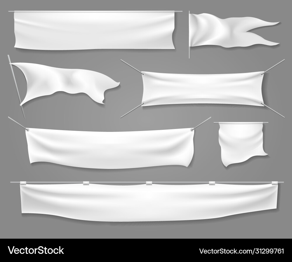 White Textile Banners & Flags Royalty Free Vector Image