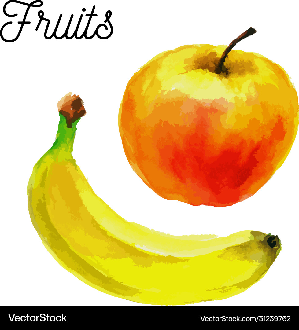 Apple and yellow banana fruit isolated Royalty Free Vector