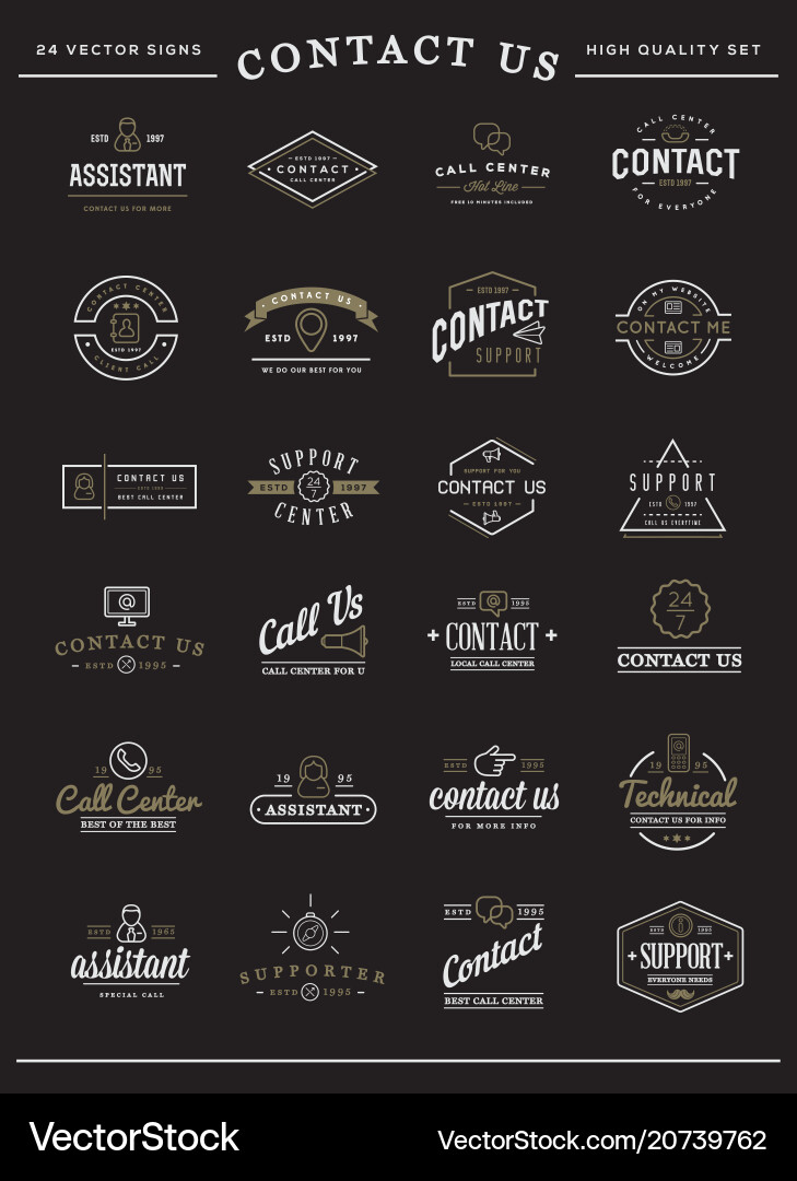 Big set of contact us service elements Royalty Free Vector