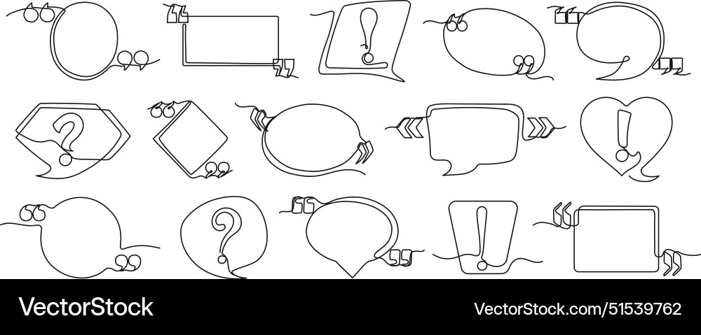 Continuous one line quote frames hand drawn Vector Image