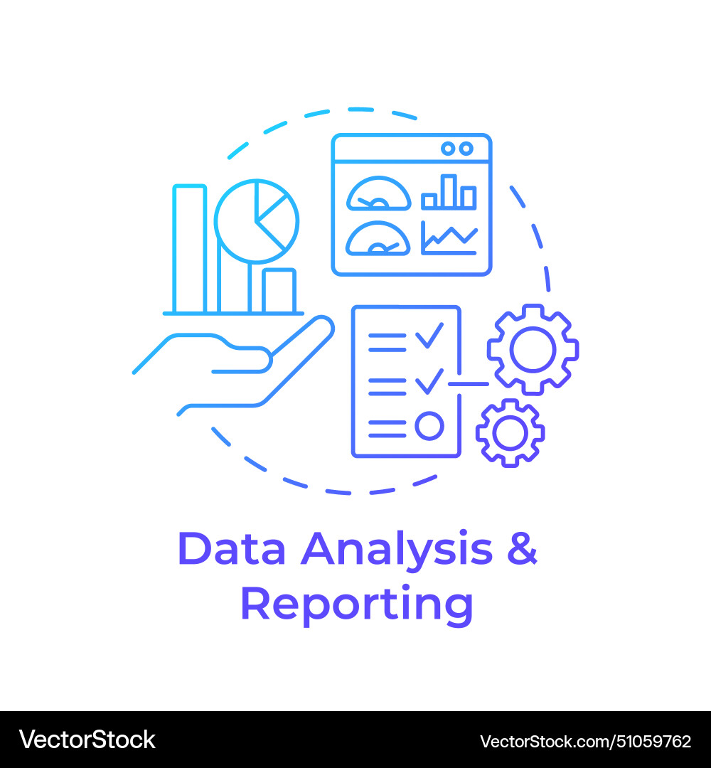 Data analysis and reporting blue gradient concept Vector Image