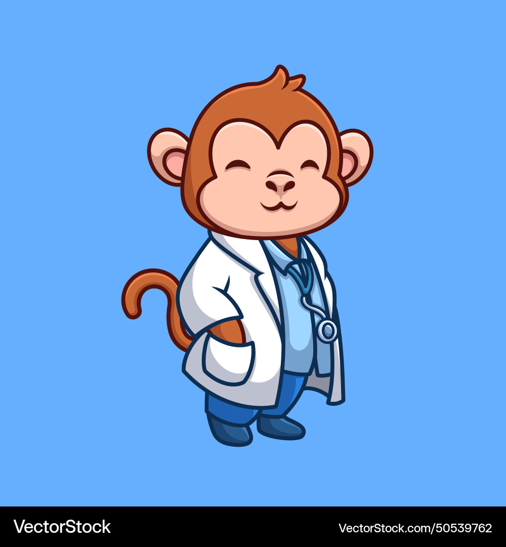 Doctor monkey cute cartoon Royalty Free Vector Image