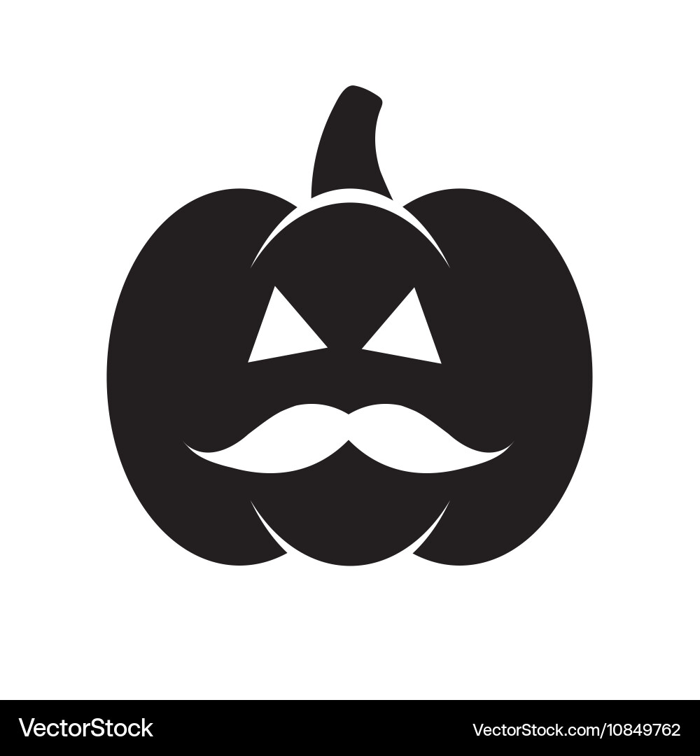 Halloween black pumpkin with mustache Royalty Free Vector
